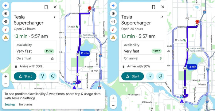 Tesla Supercharger Predicted Availability Now Available in Google Maps ...