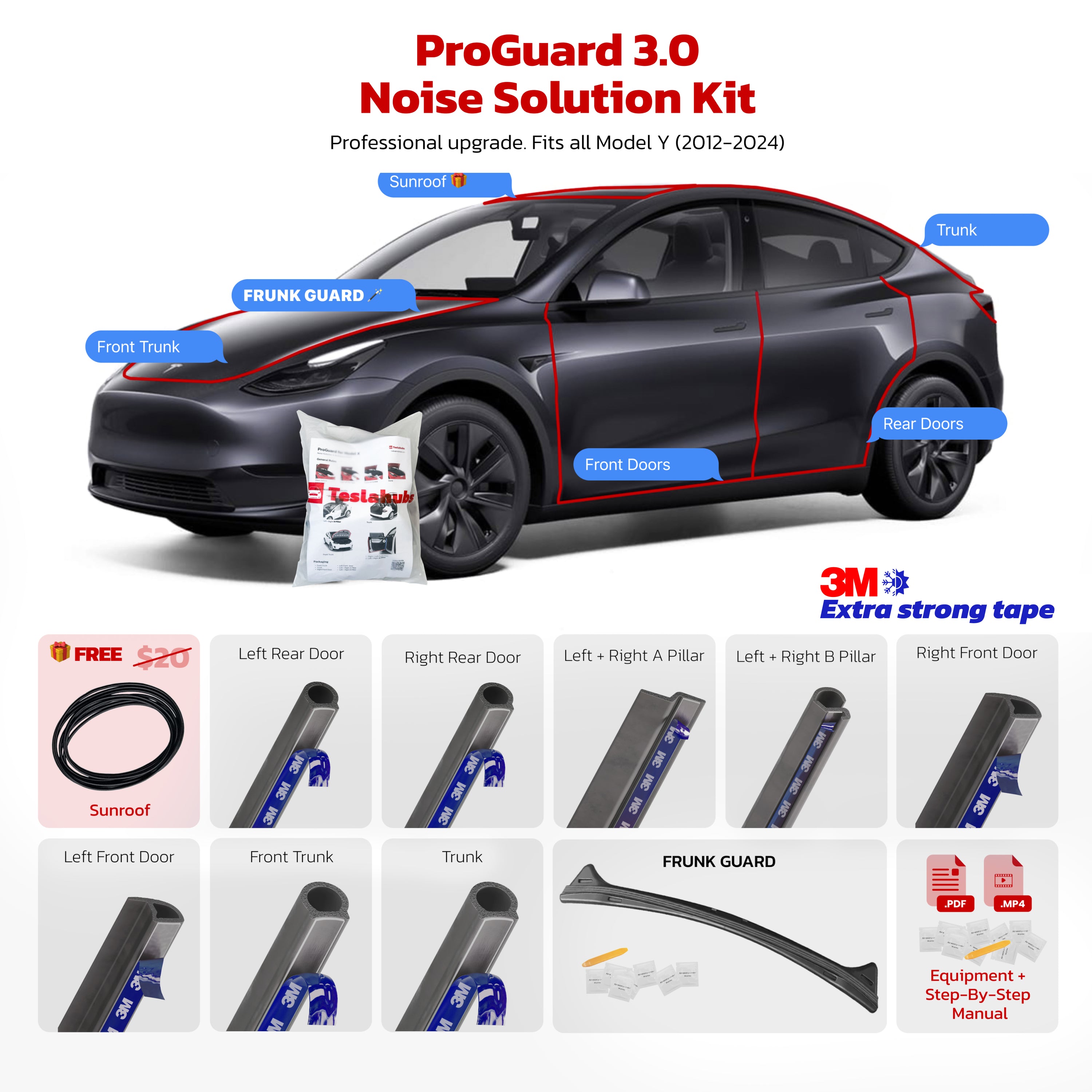 ProGuard: Advanced Noise Reduction & Weatherproofing Kit 3.0 for Tesla ...